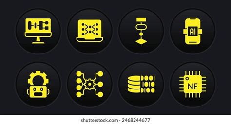 Set Robot Setting Artificial Intelligence Ai Stock Vector Royalty Free