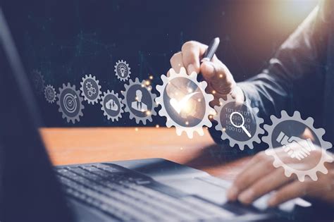 Premium Photo Business Process Management And Automation With Person Validating Document In