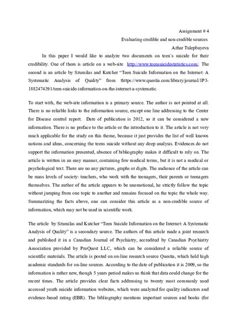 Doc Assignment 4 Evaluating Credible And Non Credible Sources