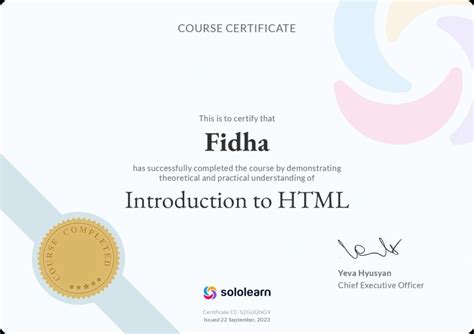 Fidha Np On Linkedin I Have Completed The Introduction To Html