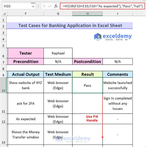Test Cases For Banking Application In Excel Sheet Easy Steps