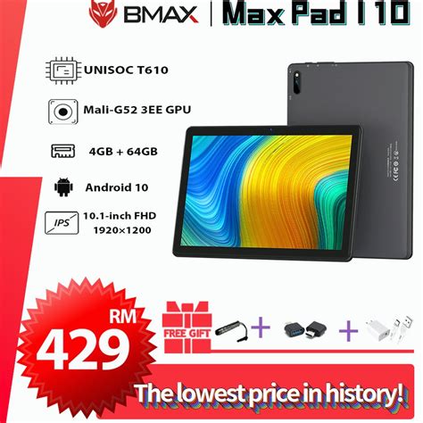 BMAX MaxPad I10 UNISOC T610 Octa Core 4GB 64GB4G LTE Phone Call 10 1 Inch Android 10 Tablet Type
