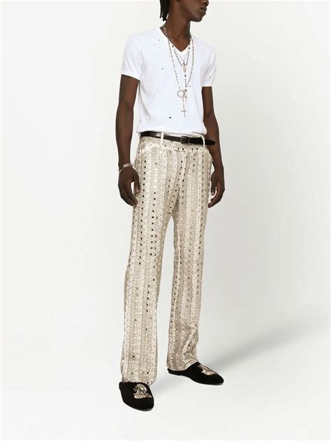 Dolce And Gabbana Embroidered Tailored Trousers White Farfetch