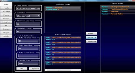race coordinator setup for scalextric tracks