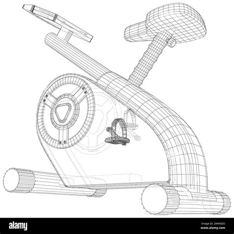 Stationary Exercise Bike Workout Technical Illustration Wire Frame Vector Rendering Of 3d