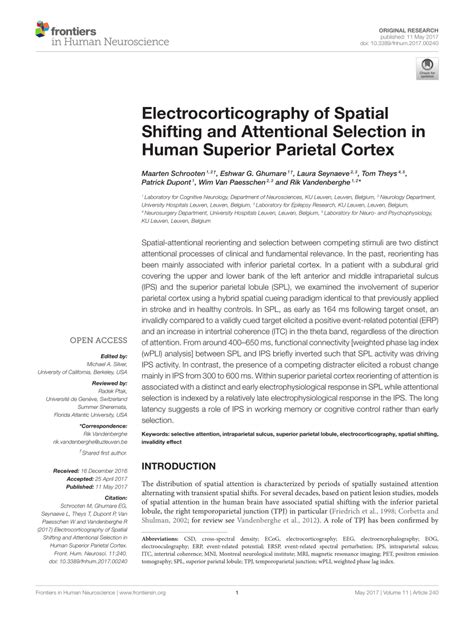 Pdf Electrocorticography Of Spatial Shifting And Attentional