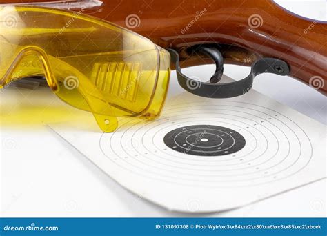 Shield And Pneumatic Weapon On A White Table Accessories For Sp Stock