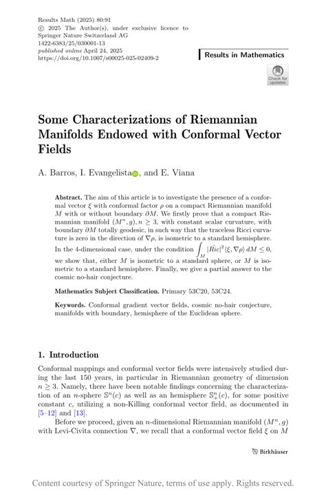 Some Characterizations Of Riemannian Manifolds Endowed With Conformal Vector Fields Request Pdf