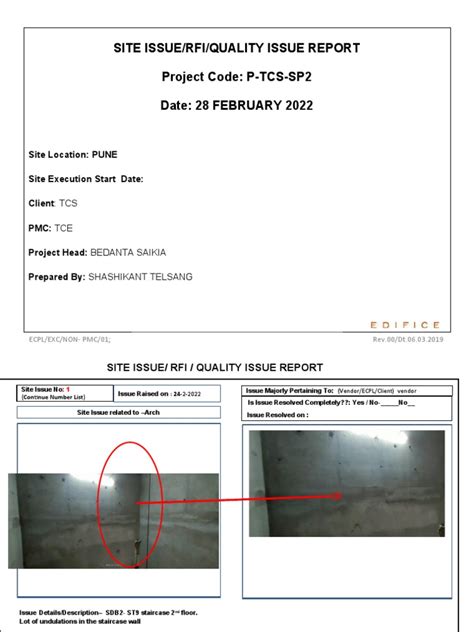 p tcs sp2 site issue quality issue report 28feb22 pdf building