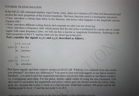 Solved Fourier Transfomation In The Matlab Command Window