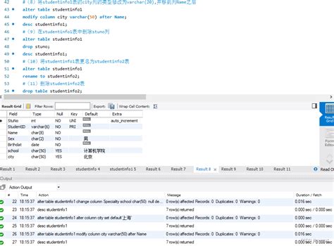 使用sql语句创建学生实验数据库（stuexpm） 在数据库stuepxm中 编写和调试创建表，查看表，修改表，删除表的代码 使用sql语句