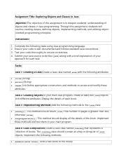 Exploring Objects And Classes In Java Hands On Programming Course Hero