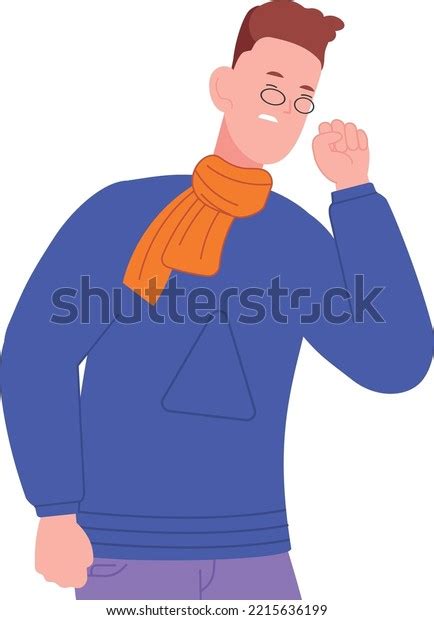 Unhealthy Man Coughing Pneumonia Illness Cold Stock Vector Royalty