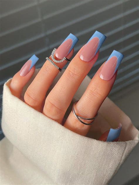Instantly Upgrade Your Look With24pcs Simplicity Square Blue French