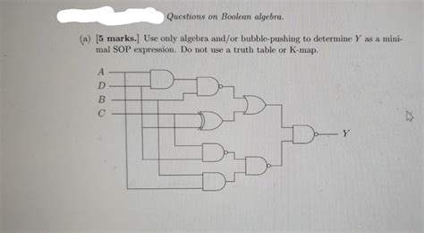 solved questions on boolean algebra a [5 marks use only