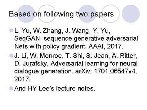 lecture 10 seq gan chatbot reinforcement learning based