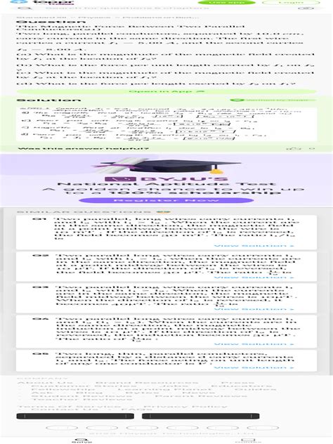 The Magnetic Force Between Two Parallel Conductors 21 Two Long