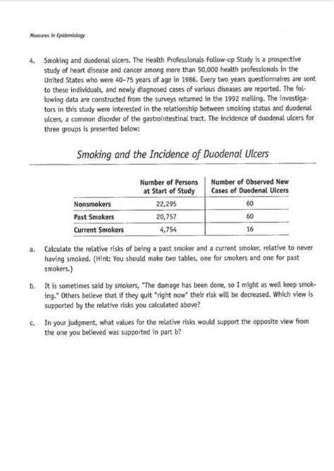 Solved Measures In Epidemiology Worksheet 2 Practice Chegg Com