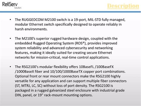 Ruggedcom M2100 Rack Switch Ppt