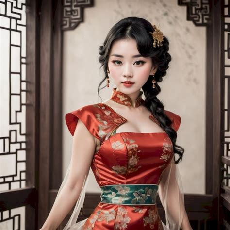 Vintage Beautiful Chinese Girl Background Premium Ai Generated Image
