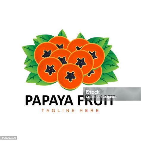 파파야 로고 디자인 비타민 과일 벡터 과일 제품 브랜드 일러스트 레이 션 아이콘 0명에 대한 스톡 벡터 아트 및 기타 이미지