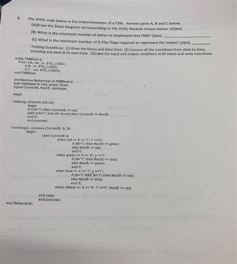 Solved The Vhdl Code Below Is The Implementation Of A Fsm