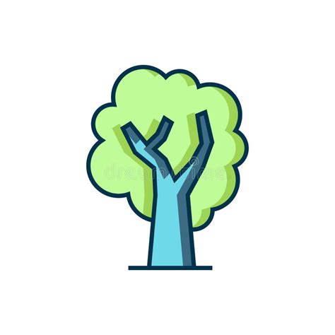 Filled Outline Tree Icon Isolated On White Background Forest Symbol Flat Filled Outline Style