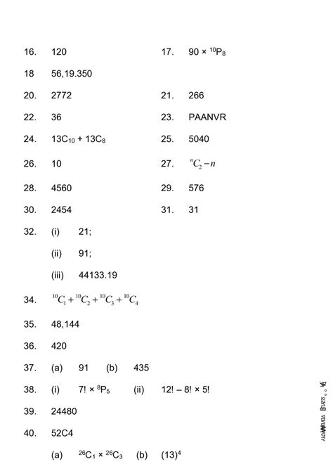 Class 11 Maths Permutations And Combinations Notes All Important Notes