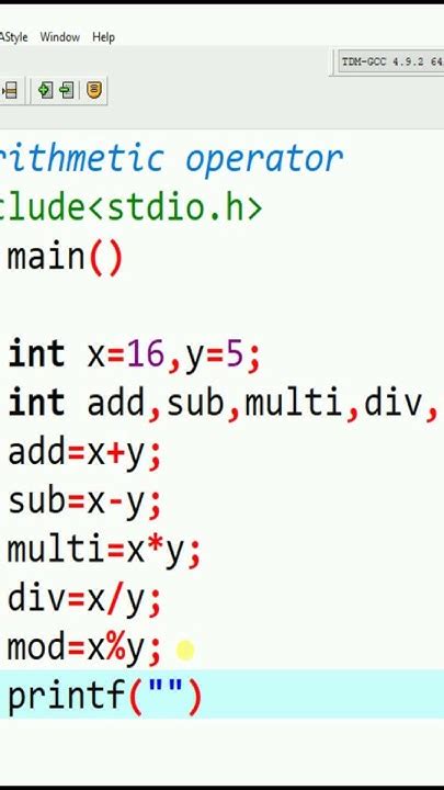 Arithmetic Operator In C Shorts Youtubeshorts Youtube