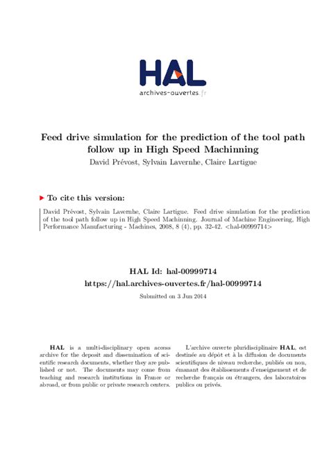 Pdf Feed Drive Simulation For The Prediction Of The Tool Path Follow