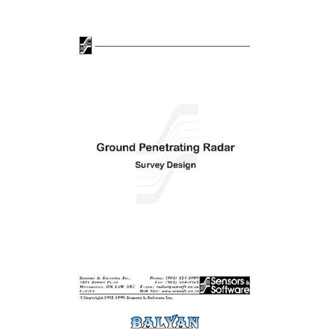 دانلود کتاب Ground Penetrating Radar Survey design بلیان