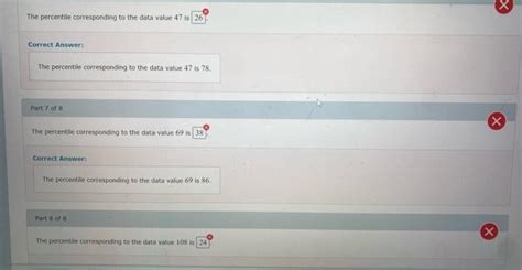 Solved The Percentile Corresponding To The Data Value 47 Is