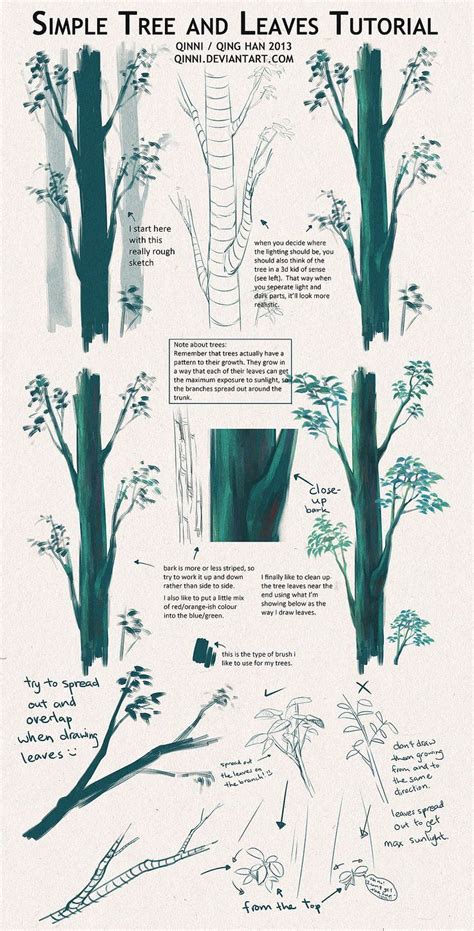 Tree And Leaves Tutorial Tips By Qinni On DeviantArt Trees Drawing Tutorial Digital