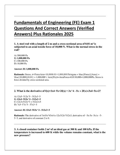 Fe Exam Questions And Answers 2025 Engineering Fundamentals Exams