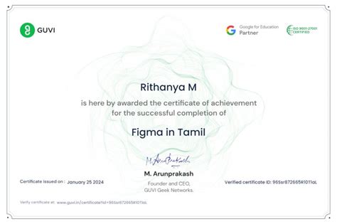 Rithanya Manoharan On Linkedin Figma Design Certification