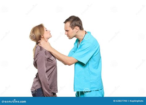 Male Doctor Examines A Female Patient Isolated On Stock Photo Image Of Physician Isolated