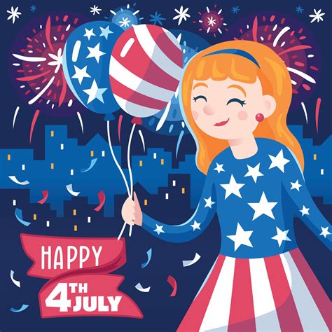 Girl Celebrating The 4th Of July 2458644 Vector Art At Vecteezy