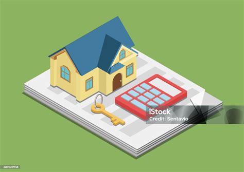 부동산 비용 비용 값 임대 가격 개념 평면 3d 웹 아이소메트릭 Infographic 벡터 종이 광고에 집 키 계산기입니다 크리에이 티브 사람들이 컬렉션입니다 가격에 대한