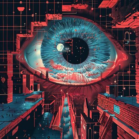 Cyberpunk Futuristic Tunnel With Human Figure And Binary Code Premium