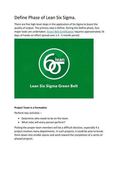 PPT Define Phase Of Lean Six Sigma PowerPoint Presentation Free