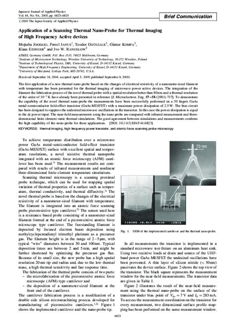 Pdf Application Of A Scanning Thermal Nano Probe For Thermal Imaging Of High Frequency Active