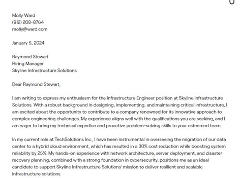 1 Infrastructure Engineer Cover Letter Examples With In Depth Guidance