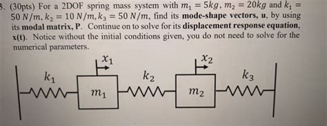 Solved 3 30pts For A 2dof Spring Mass System With Mı
