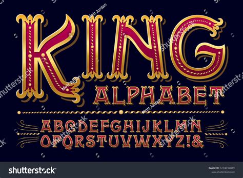 King Alphabet Regal Ornate Lettering Style Stock Vector Royalty Free