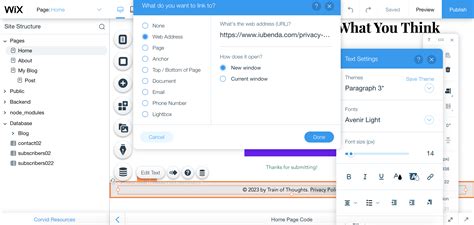 privacy policy for wix websites iubenda help