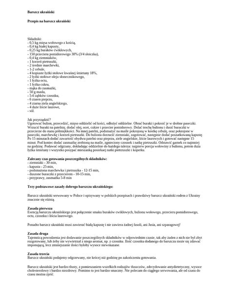 Barszcz Ukraiński Pdf