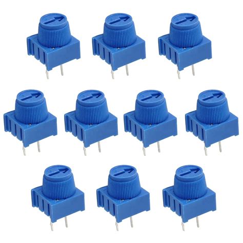 Waziaqoc 10 Pcs 1k Ohm Breadboard Trim Potentiometer Blue Knob