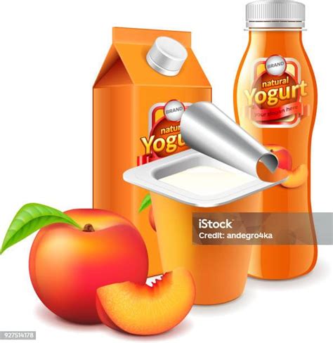 복숭아 요구르트 포장 3d 사진 현실적인 벡터 0명에 대한 스톡 벡터 아트 및 기타 이미지 0명 3차원 형태 개념 Istock