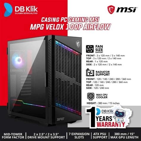 Jual Casing Pc Gaming Msi Velox P Atx Msi Mpg Velox P Airflow Case Di Seller Dbklik