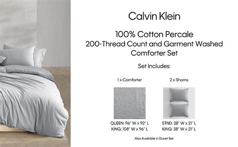 Amazon Com Calvin Klein King Comforter Set Washed Cotton Percale Bedding Luxuriously Soft